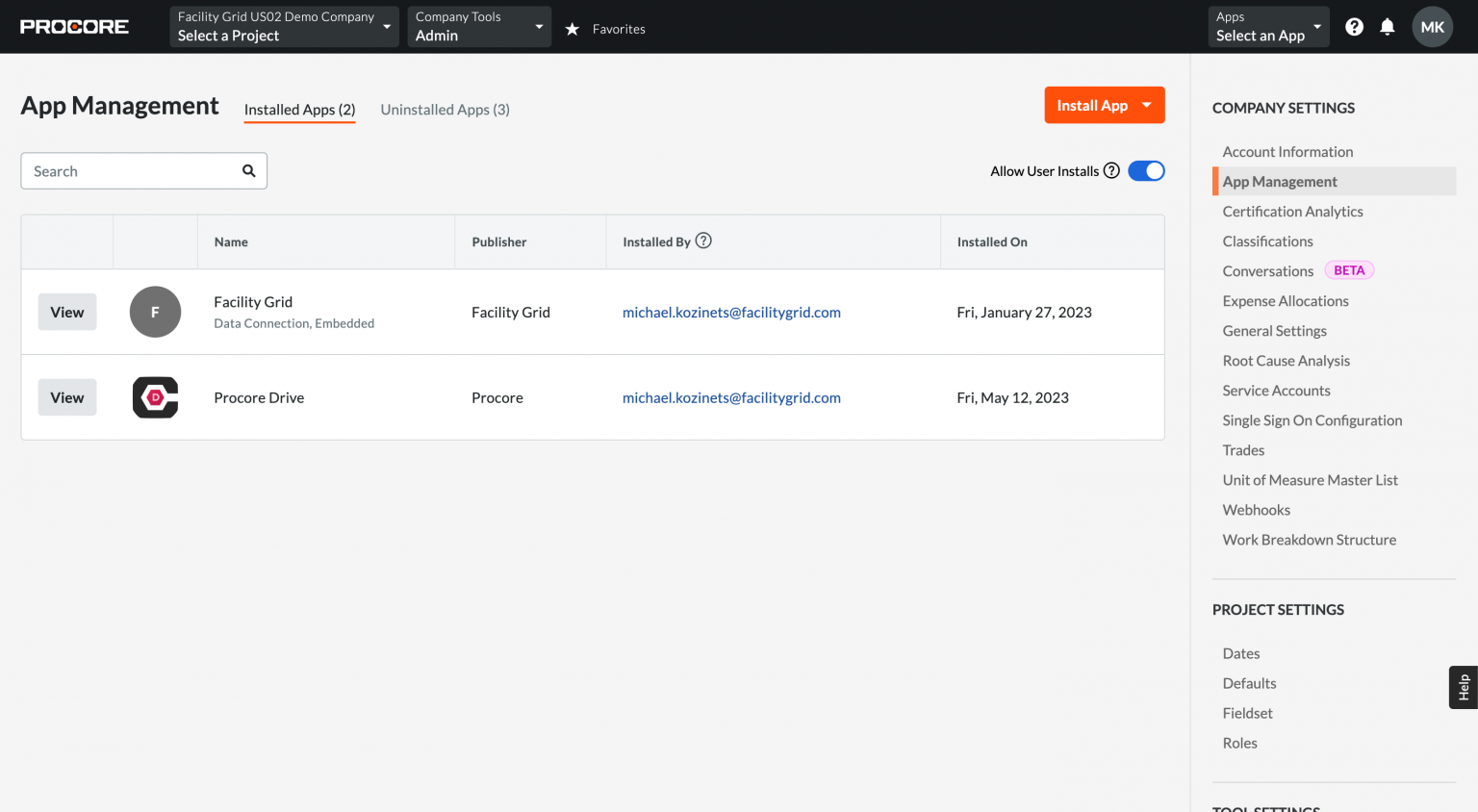 Setting Up Facility Grid Issues Log Synchronization with Procore – Facility Grid Knowledge Base